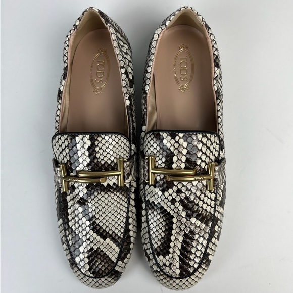 Tod's | Shoes | Tods Double T Brass Buckle Real Snake Skin Loafer ...